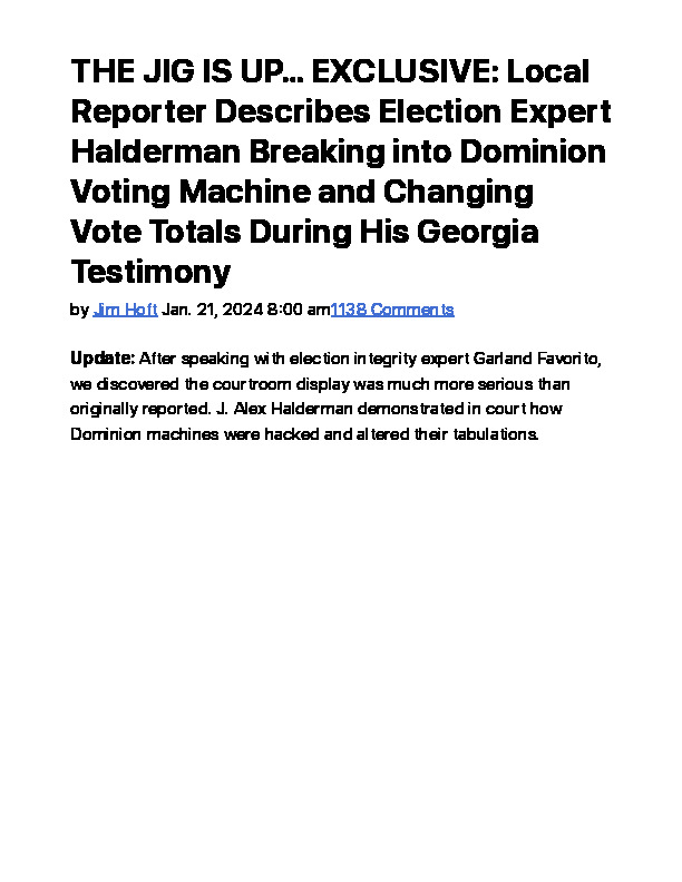 Shared post - TGP: “THE JIG IS UP… EXCLUSIVE: Local Reporter Describes ...