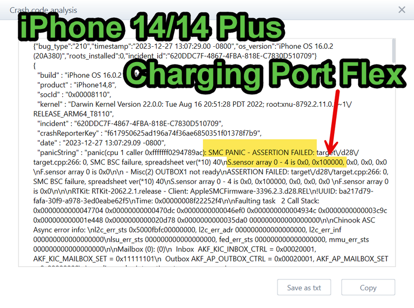 Shared post - iPhone 14 and 14 Plus panic log solutions!!